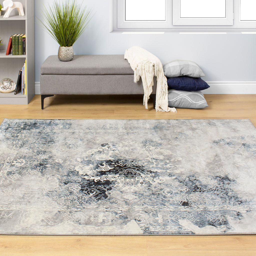 Sidra B850_2747 Transitional Blue Oriental Style Area Rug by Kalora In ...